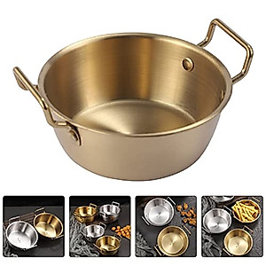 Stainless Steel Bowl with Handle Fruit Salad Bowl Saucepan Milk Pot Small Cooking Pot French Fries Fast Food Basket Snack Bowl Food Serving Bowl for Hot Dogs Deli Chicken Burgers Sandwiches 12cm