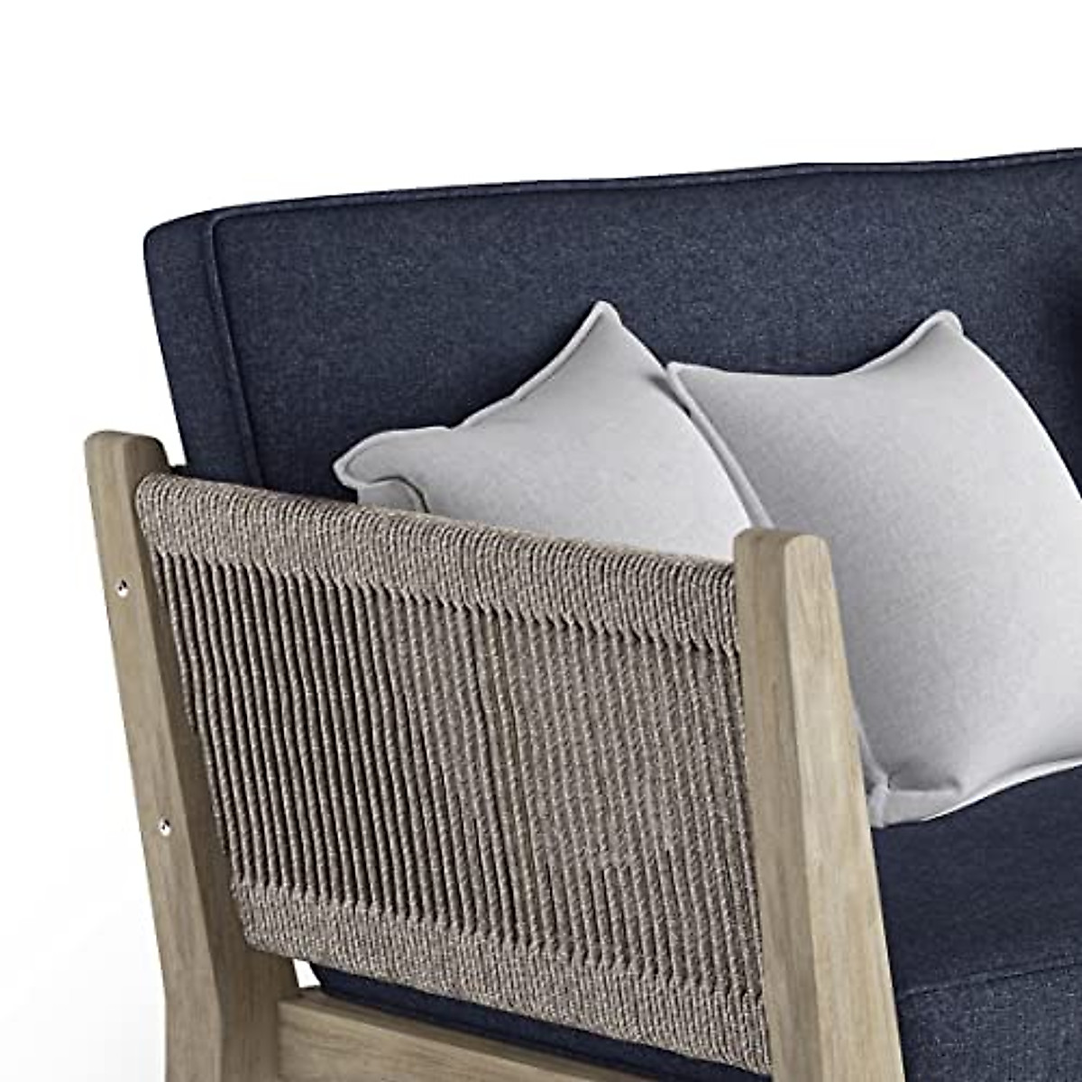 SIMPLIHOME Cayman 77 Inch Wide Contemporary Outdoor Sofa with Décor Pillows in Slate Grey Polyester Fabric, For the Living Room and Family Room