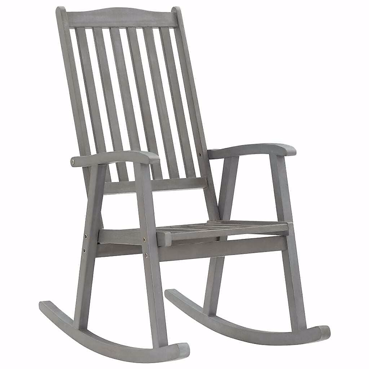 VBSQ Rocking Chair with Cushions Gray Solid Acacia Wood Slirr Chair Rocking Chair Rocker Chair Rocker Camp Chair Rocker Recliner Rocking Camp Chair Rocking Chairs Outdoor Rocking Chair
