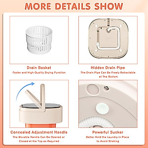 Superday Portable Laundry Machine for Baby Clothes, 11L Foldable Mini Portable Washing Machine Update Large Capacity, Small Portable Washer Machine with Deep Cleaning for Home, Apartments, RV(Orange)