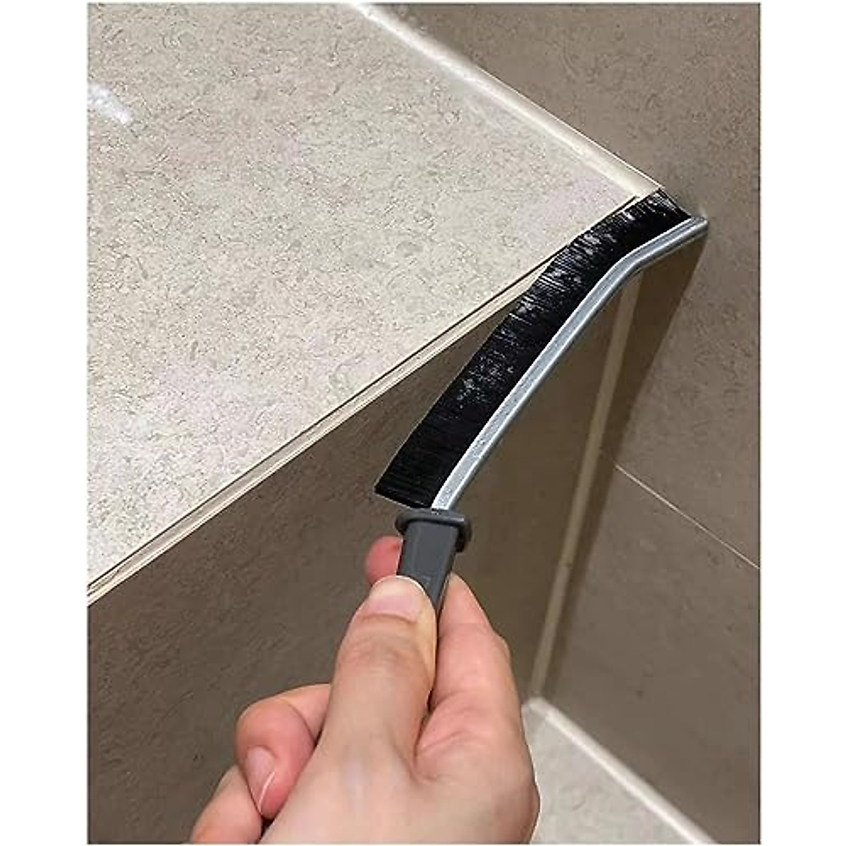 Hard-Bristled Crevice Cleaning Brush, Grout Cleaner Scrub Brush Deep Tile Joints - Stiff Angled Bristles for Showers, Bathtubs, Kitchens - Multi-Surface All-Around Household Cleaning Tool (A*3pcs)