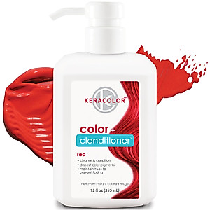 Keracolor Clenditioner Color Depositing Conditioner - Hair Glaze Colorwash, Red, 12 Fl Oz
