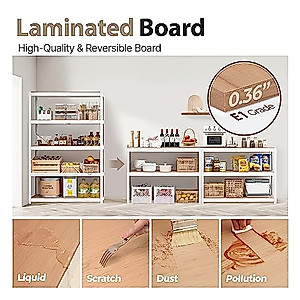 HOMEDANT House Z-Beam White 48" Wide Heavy Duty Garage Storage Shelving Adjustable 5-Tier Metal Shelves Laminated Organization Shelf Industrial Utility Rack Pantry Shed Warehouse Office Store 1Pack