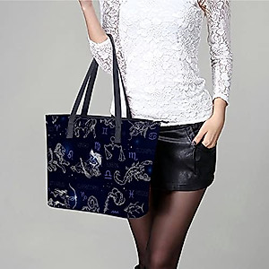 Womens Handbag Constellations Leather Tote Bag Top Handle Satchel Bags For Lady