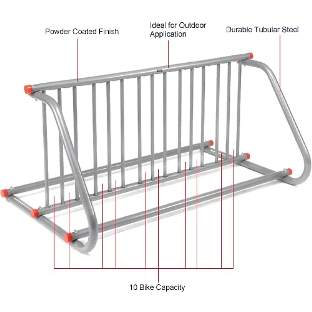 Global Industrial 59-3/4"L Grid Bike Rack, Double Sided, Powder Coated Steel, 10-Bike Capacity