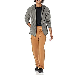 Amazon Essentials Men's Long-Sleeve Hooded Full-Zip Polar Fleece Jacket, Charcoal Heather, Large