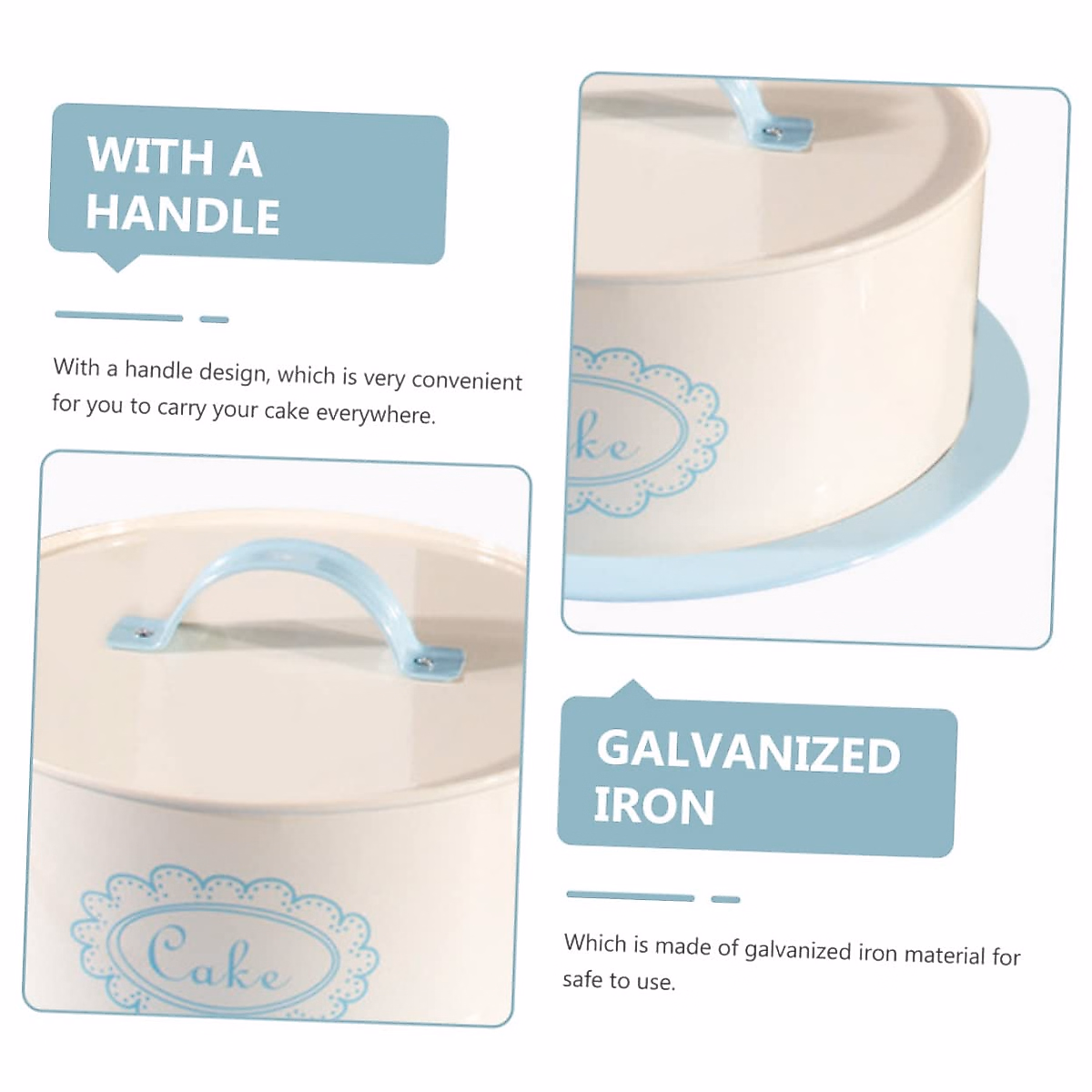 FONDOTIN 1 Set Cake Box Cake Storage Container Cupcakes Holder Cake Carrier with Handle Dessert Display Cover Round Cake Stand Cake Storage Case Bell Shaped Food Galvanized Iron Bride