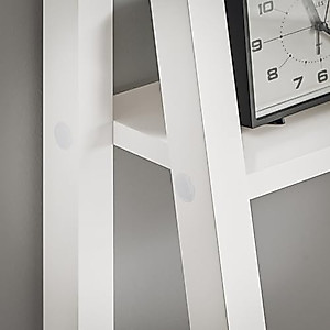 Haotian Ladder Shelf Desk Freestanding Bookshelf Space Saving Workstation Dresser Shelf Leaning Computer Desk with Shelves for Small Space, White FRG60-W