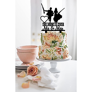The Hunt is Over Wedding Cake Topper - Groom and Bride With Rifle Funny Wedding Cake Topper, Mr and Mrs Wedding Cake Topper