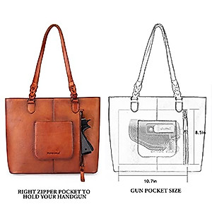 Montana West Genuine Leather Concealed Carry Purses and Handbags for Women Large Tote Bag Brown, Brown - Tote New