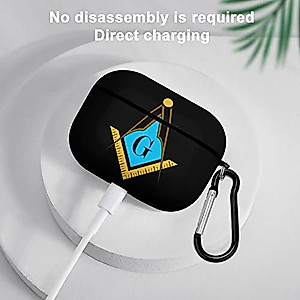 Color Freemason Symbol Compatible with AirPods Pro Case Cover Full Body Shockproof Hard Shell Protector with Keychain