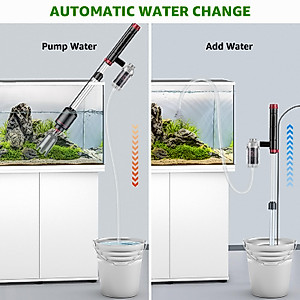 Suness Electric Aquarium Vacuum Gravel Cleaner: 24W Automatic Fish Tank Gravel Cleaner Vacuum with Strong Suction for Water Change Wash Sand Water Shower and Water Circulation, Timed Off