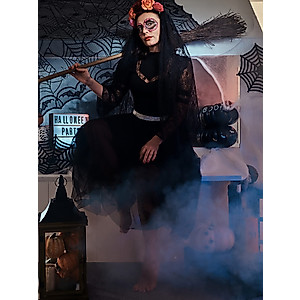 Halloween Tulle Fabric Roll 6 Inch x 100 Yards Tulle Ribbon 300 Ft Tulle Netting Fabric Spool DIY Decorative Tulle Roll for Halloween Decoration DIY Crafts Wedding Party Skirts Bows (Black)