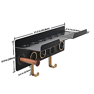 Floatant Wall Mount Holder for Dyson Airwrap Styler Supersonic Hair Dryer, Nail-Free or Perforat Install, Organizer for Storage Attachments, Rack with Hooks for Accessories Nozzles Barrels Brushes