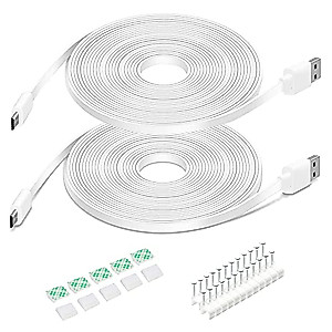 DIANMU 2 Pack 26FT Flat Power Extension Cable for Wyze Cam v3, WyzeCam Outdoor, Blink Outdoor, YI Dome Home Camera, Eufy, Simplisafe, Nest Cam, Arlo Essential, Durable Charging Cable for Security Cam