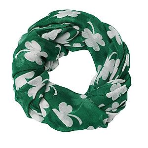 VANLINKER Green Shamrock Scarf St. Patrick's Day Scarf Irish Silk Scarf Set Four Leaf Clover Voile Scarves for Parade Festivals Travel Party
