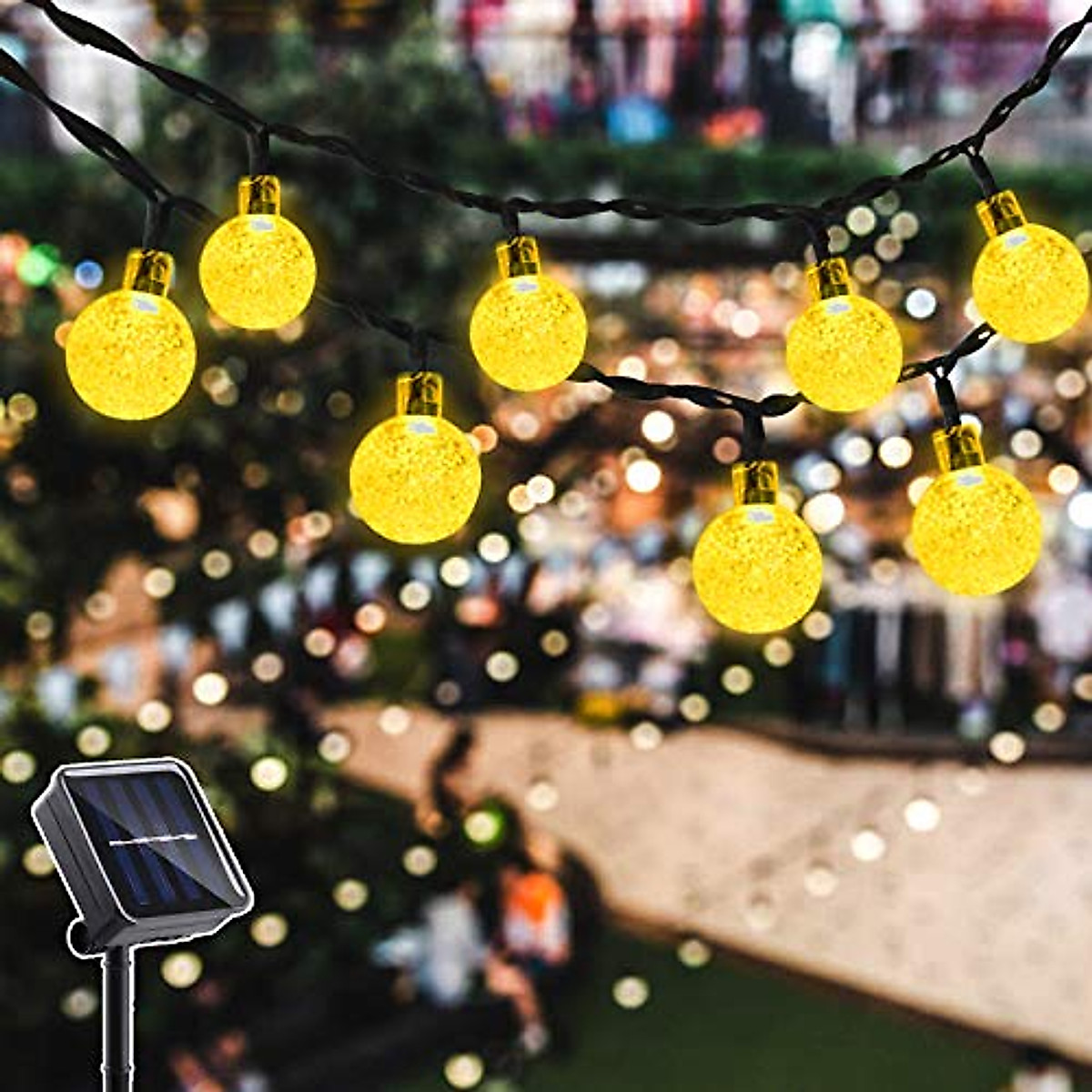 Kosuroum Christmas Crystal Lights 40 LED 25ft 8 Modes Super Bright Crystal Globe Solar String Lights,Waterproof Solar Ball Lights for Christmas Tree Decor Home Garden Patio Gazebo Yard Wedding Party