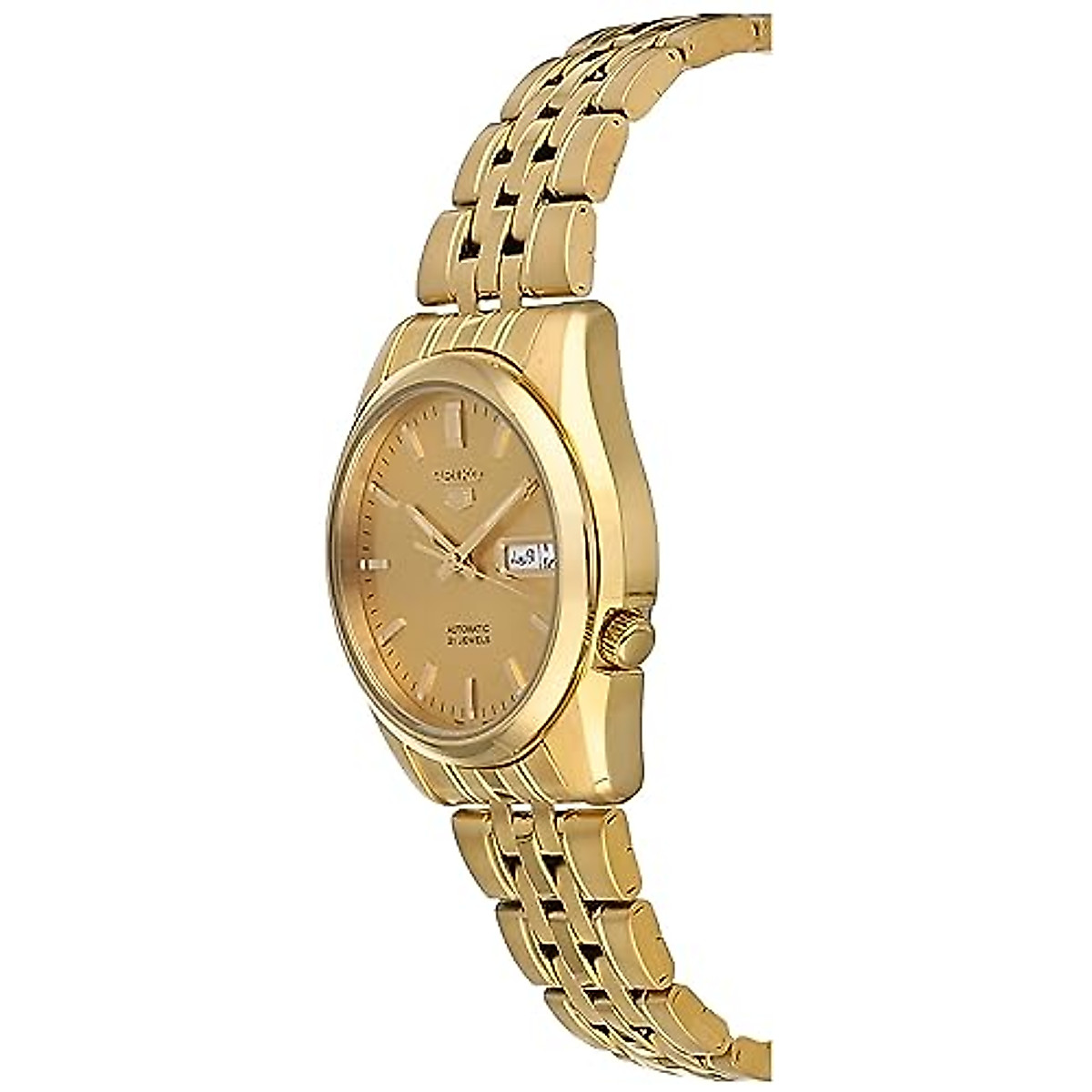 SEIKO Men's SNK366K 5 Automatic Gold Dial Gold-Tone Stainless Steel Watch
