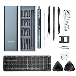 LAIGAK 62-in-1 Electric Precision Power Screwdriver Set, 48 Magnetic Bits, Aluminum Rechargeable Portable Cordless Magnetic Repair Tool Kit for Phone Camera Laptop Watch