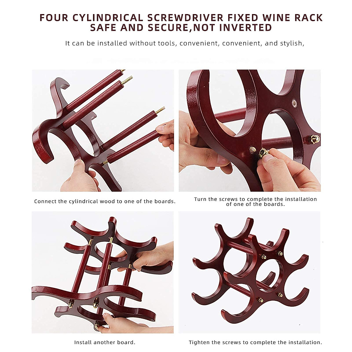 ACOODE Countertop Wine Rack or Water Bottle Holder - 9 Bottle Wine Holder for Wine Storage - Mahogany Bamboo Wine Rack Free Standing for Pantry Cabinet Bar Tabletop Kitchen