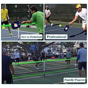 Hoverphenix Pickleball Set with Net for Driveway, Portable Regulation Size Pickleball Net System with 4 Fiberglass Paddles Set, 6 Outdoor Pickleballs, Carry Bag
