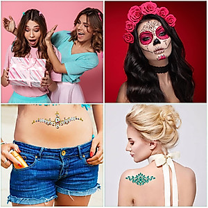 SIQUK 20 Sets Face Jewels Mermaid Face Gems Rave Face Jewel Rhinestones Face Crystal Face Stickers Jewels Gems Eye Jewels for Festival Rave Carnival Party