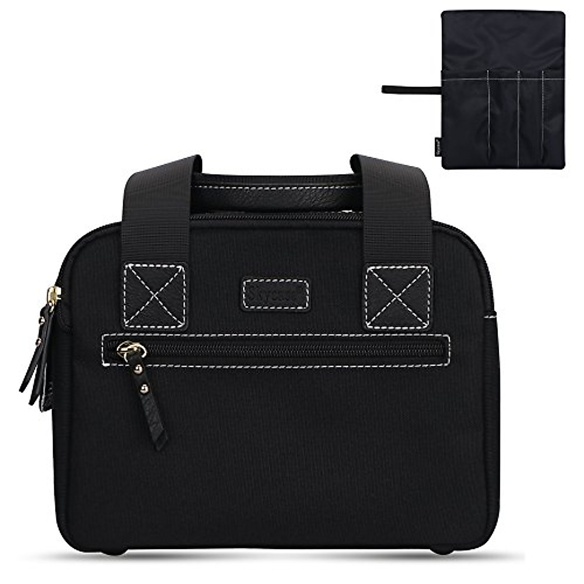 Skycase Lunch Bag for Women, Insulated Lunch Bag with Washable Utensils Pouch, Bento Lunch Tote Bag for Women, Men,Lunch Box Organizer for Office/Travel/Picnic/Camping,Black