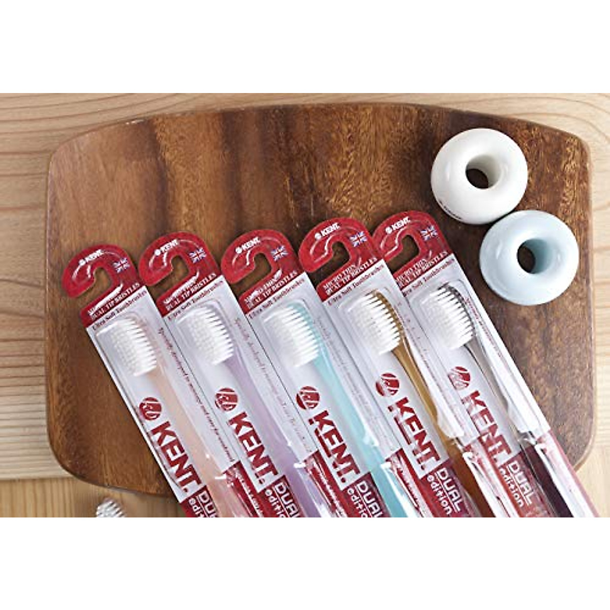 [KENT] CRYSTAL DUAL Regular Head Soft FIRM Action soft Toothbrush, Deep Cleaning for Sensitive Teeth & Gums for Adults - Easy Grip - Ergonomic Design (5 Rustic Color Variations)