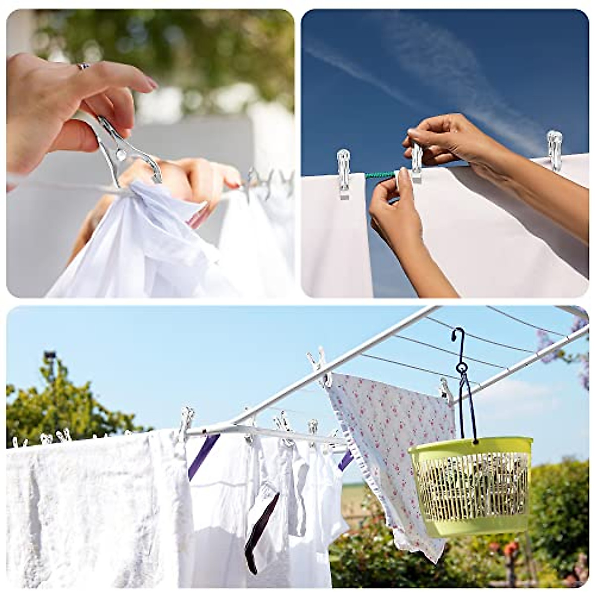 40PCS Stainless Steel Clothes Pins - Beach Towel Clips to Keep Your Towels, Clothes, Blanket from Blowing Away or Sliding Down, Heavy Duty Metal Clips for Greenhouse Netting