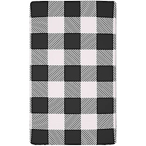 Plaid Themed Fitted Mini Crib Sheets,Portable Mini Crib Sheets Ultra Soft Material-Great for Boy or Girl Room or Nursery,24“ x38“,Pale Grey and Black
