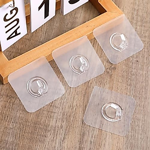 Qianyu 12 Pcs Adhesive Hooks for Hanging Clear Sticky Wall Hooks Heavy Duty Plastic Door Hooks No Drilling Strong Waterproof Sticker Hanger for Home Kitchen Bathroom Office Use