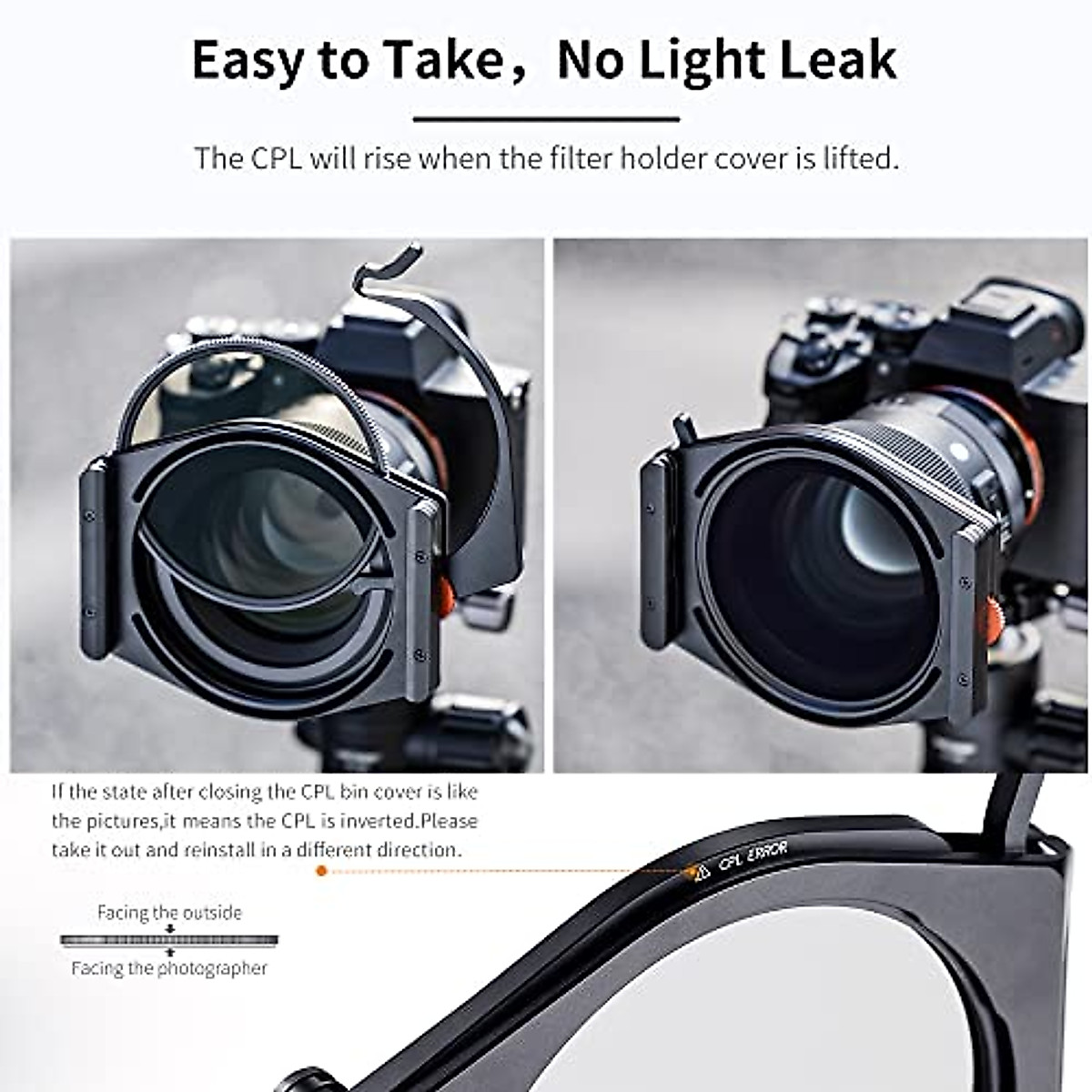 K&F Concept X PRO Square Filter Holder System Kit (Filter Holder + 95mm Circular Polarizer + Square ND1000 Filter + ND8 + ND64 + 4 Filter Adapter Rings) for Camera Lens