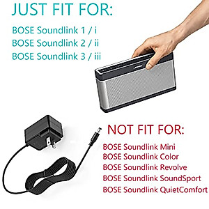 Charger Fit for Bose-SoundLink I, II, III, 1, 2, 3 Wireless Bluetooth Speaker 404600 414255 306386-101 369946-1300 301141 AC Power Supply Adapter Cord