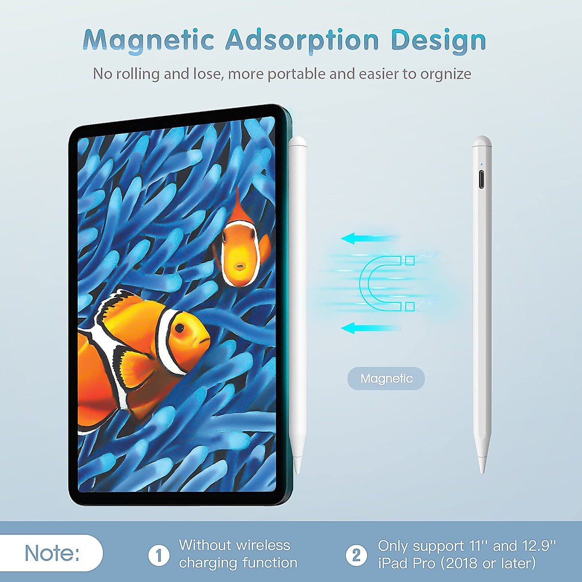 Stylus Pencil for iPad 10th Generation with Tilt Sensitive Magnetic Design Compatible with 2018 and Later Model Apple iPad 9th/8th Gen,iPad Pro 11/12.9 Inch,iPad Mini 5th/6th,iPad Air 5th/4th/3rd Gen