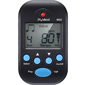 Mini Digital Metronome, Multifunctional, Portable, Volume Adjustable, Clip on, with Speaker, Beat Tempo, with Battery for Piano, Guitar, Saxophone, Flute, Violin, Drum (Black)