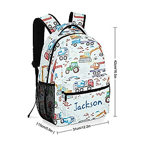 Eiis Construction Tractor Excavator Personalized School Backpack for Kid-Boy /Girl Primary Daypack Travel Bookbag, One Size, P22889