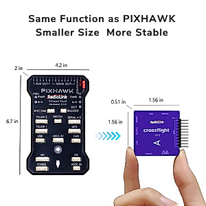 Radiolink Crossflight Flight Controller, OSD Integrated 10CH PWM Output FC with 2-12S Module Power, Vibration Damping by Software for FPV Drone/3-8 Axis/VTOL Plane/Helicopter/Car/Boat/Submarine/Robot