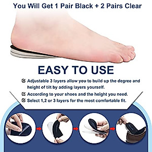 Urwalk 3 Layers Adjustable Supination & Over - Pronation Adhesive Corrective Gel Shoe Inserts, Medial& Lateral Heel Wedge Lifts for