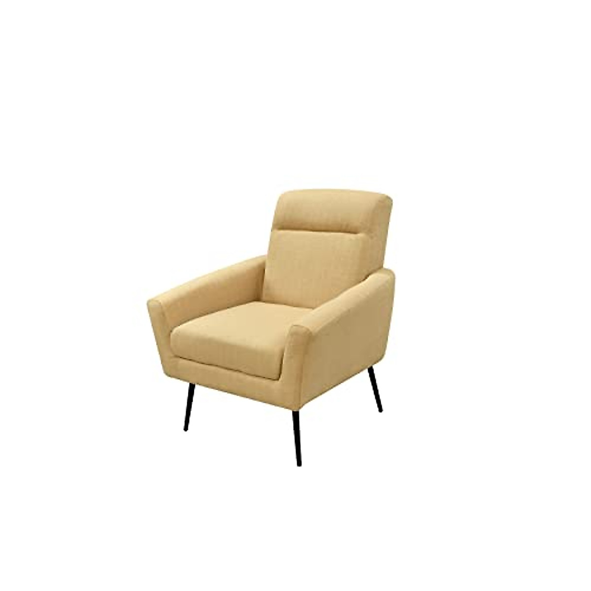 Tiokop Mid Century Modern Upholstered Fabric Accent, Living Room, Bedroom Leisure Single Sofa (Metal Legs), TV armrest seat, Suitable for Small Space Home, Office, Coffee Chair,Yellow