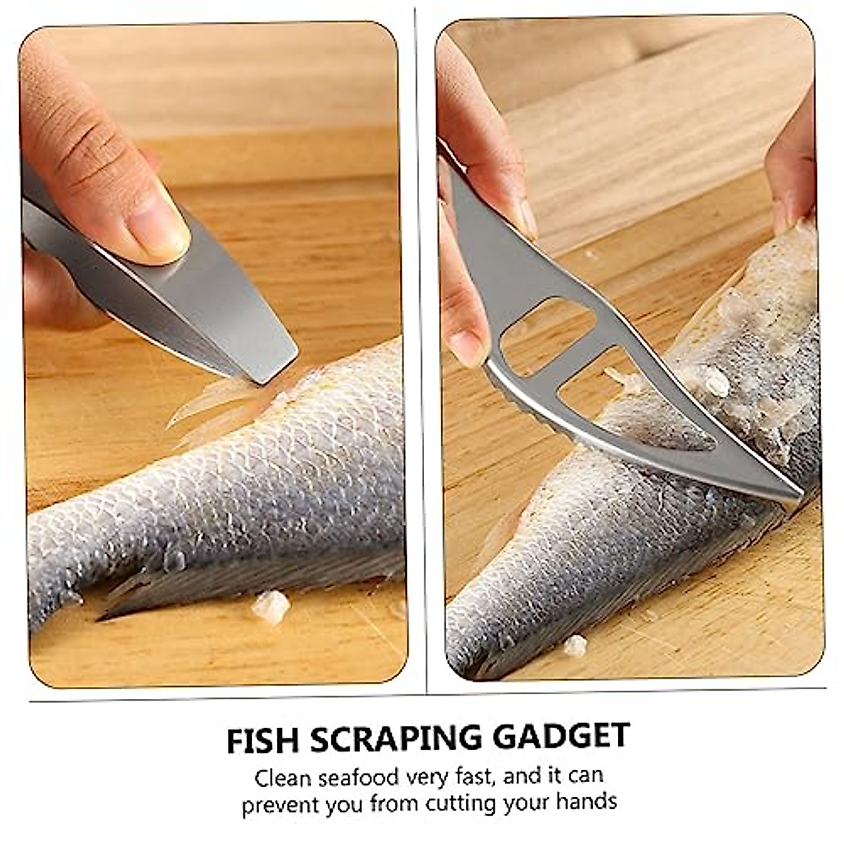 BESTonZON 1 Set fish skin grater Salmon fish trap cleaning brush seafood fish descaling tool Shrimp Cleaner Fish Scrapers fish skin Kitchenware scales fish scaler Stainless steel