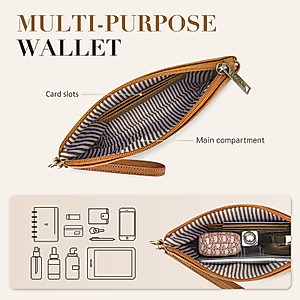 ECOSUSI Laptop Tote Bag Laptop Bag 15.6 inch Work Shoulder Briefcase Computer Messenger with Clutch Satchel Handbag 2 PCS Set (Brown)