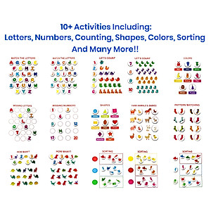 Bright Munchkins Toddler Busy Book - Preschool Learning Activities Book for Ages 2-4, Preschool Toddler Learning Toys & Montessori Toys, Autism Sensory Toys, 134 Piece Set with 10+ Activities