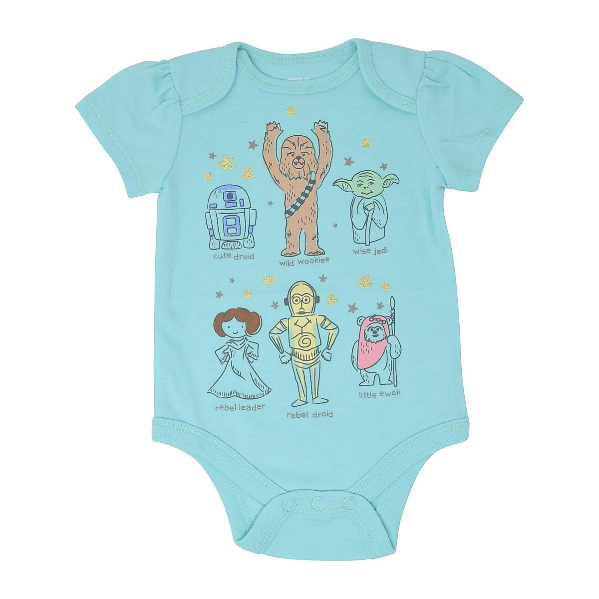 STAR WARS Baby Girls 5 Pack Bodysuits Princess Leia Yoda Chewbacca 3-6 Months