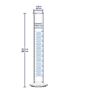 Labasics 4-Pack Borosilicate Glass 100 ml Heavy Wall Graduated Cylinder Measuring Cylinder