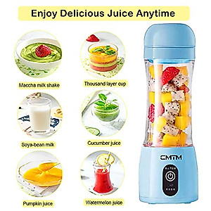 Portable Blender, Personal Size Blender for Smoothies and Shakes, Mini Blender Portable 2000mAh USB Rechargeable with Six Blades, Electric Blender Sports,Travel,Gym (Blue)