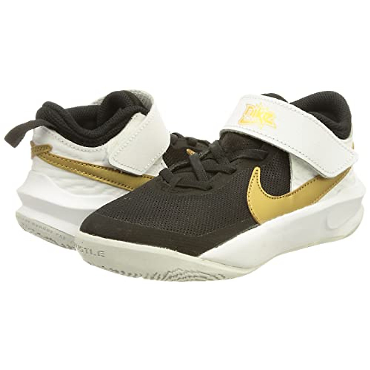 NIKE Unisex Kid's Running Shoes Sneaker, Black Metallic Gold White Photon Dust, 31 EU