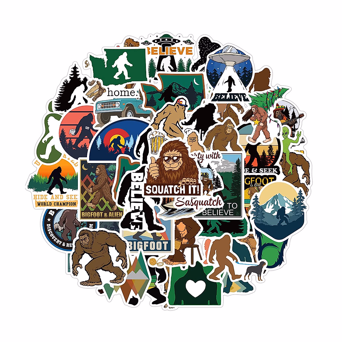 HJHLYYANM Bigfoot Birthday Party Supplies Set Bigfoot Banner Balloons Cake Topper spirals Sticker, Bigfoot Party Decoration Favors for Kids Man Sports Fan Birthday Party