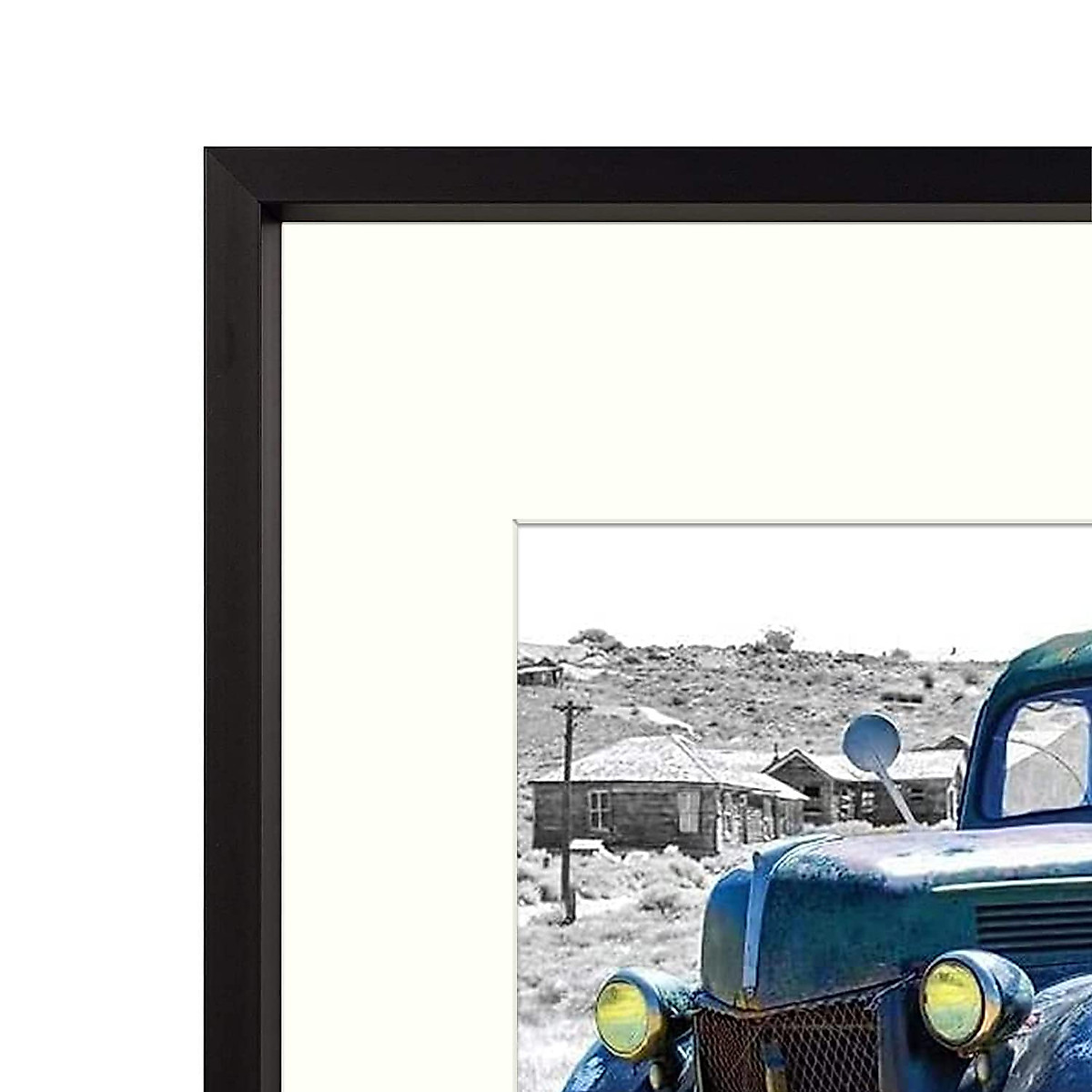 Golden State Art, 11x14 Black Picture Frame Displays Photo 8x10 with Ivory Mat or 11x14 Without Mat for Wall Mounting Aluminum Frames with Real Glass (Pack of 1)
