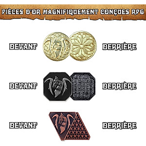 Byhoo 60 PCS DND Coins, Gold, Silver and Copper Coins in Metal Coins, Fantasy Coins for Board Games, Fake Coins for Games Tokens, Role-Playing Coins of Dungeons and Dragons