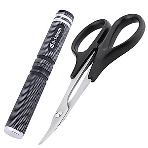 HobbyPark 0-14mm Hole Puncher Reamer w/Sleeve and Curved Scissors Set Universal Tool for RC Car Body Shell Lexan Plastic (with Black Reamer)